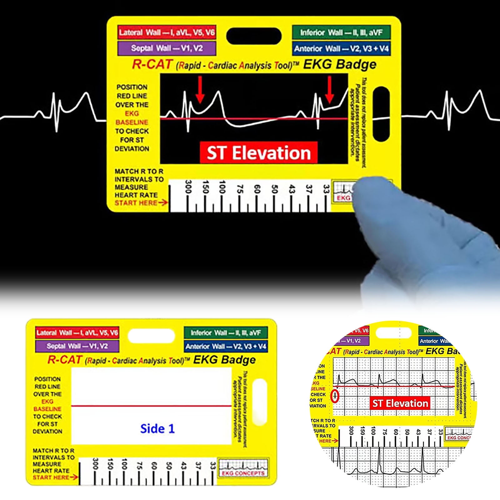 JJBaycosin Portable EKG Badge With See Through Window Color Coded Set ...
