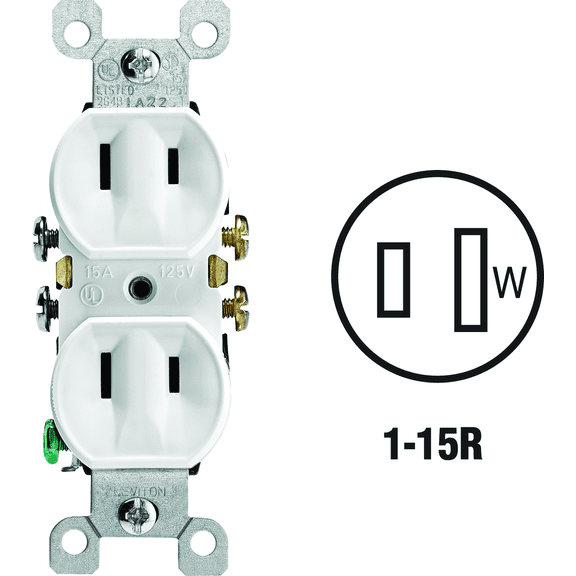 Leviton 125V 15A 125V Duplex Receptacle — Decora® Rocker-Style Design ...