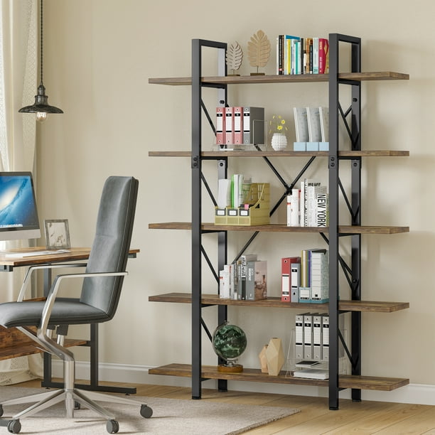 Dextrus 5-Tier Bookcase, Modern Bookshelf Storage Organizer, Free ...