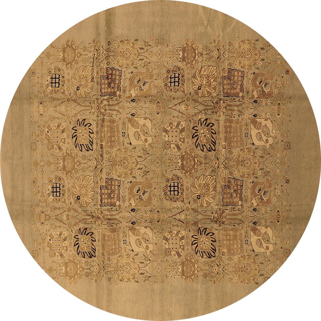Ahgly Company Indoor Round Oriental Brown Industrial Area Rugs, 6 ...