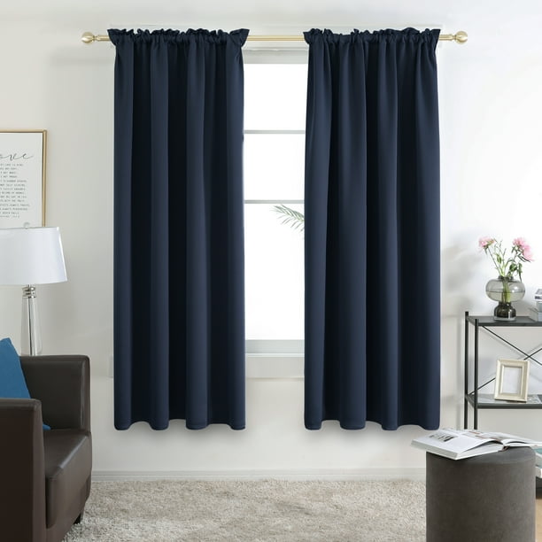 Deconovo Navy Blue Blackout Curtains Rod Pocket Room Darkening Curtain ...