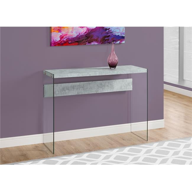 Console Table with Tempered Glass - Grey Cement - Walmart.com - Walmart.com