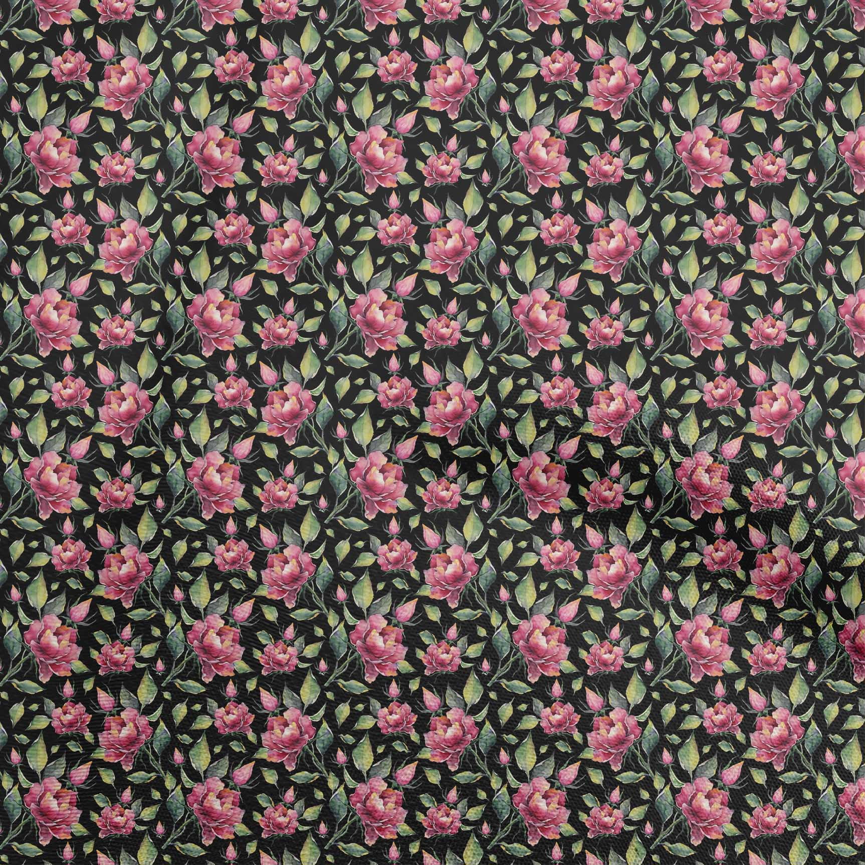 oneOone Velvet Black Fabric Florals Fabric For Sewing Printed Craft ...