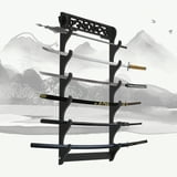 tonchean 6-Tier Wall-Mounted Sword Stand - Black Samurai Katana Display ...
