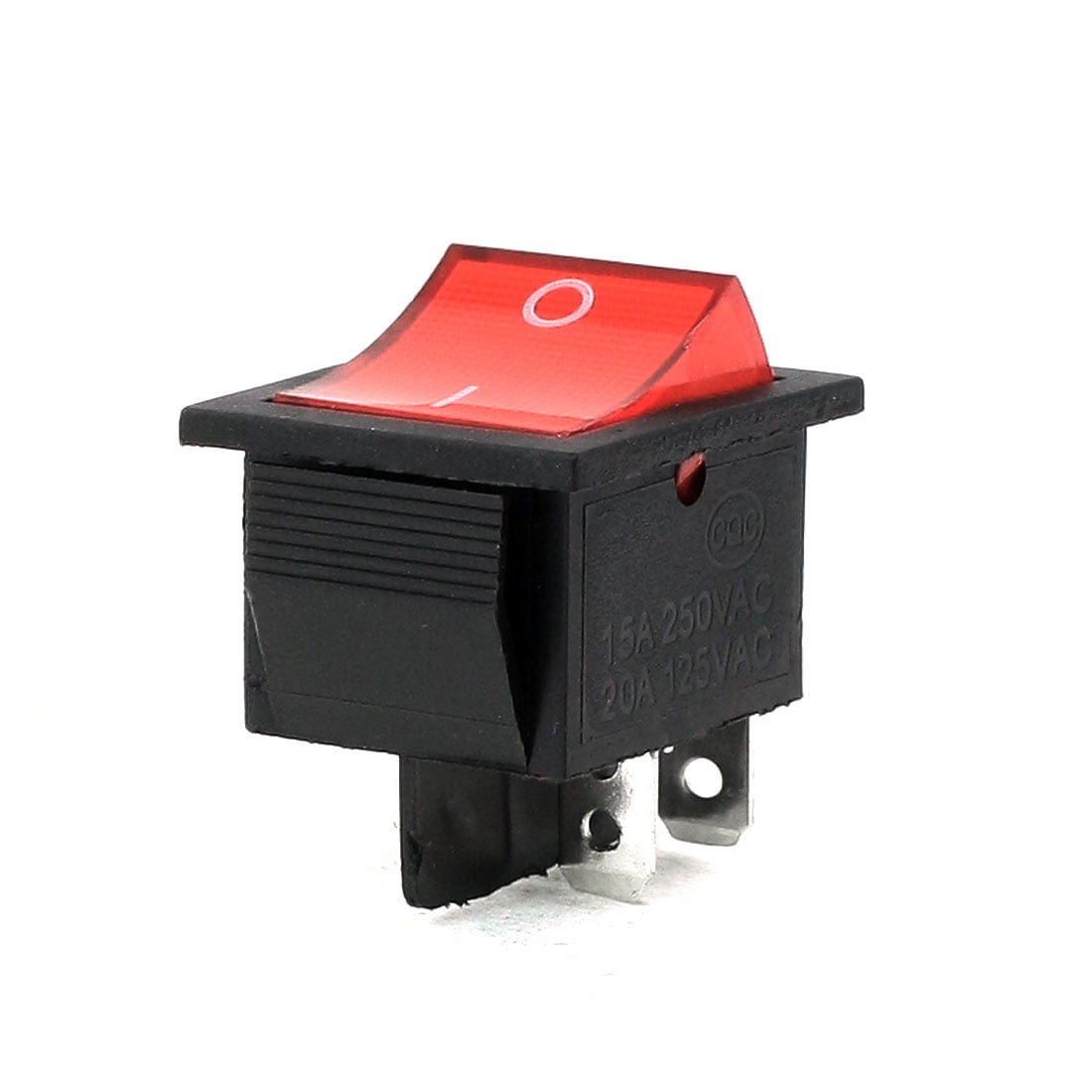 250V/15A 125V/20A 4-Pin DPDT I/O Red Light Panel Mounted Rocker Switch ...