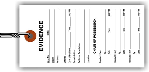 EVIDENCE - CHAIN OF POSSESSION Tag, 2.375" x 5.25", Wired, Wh Tyvek ...