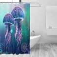 Magic Neon Light Jellyfish Shower Curtain with 12 Plastic Hooks ...