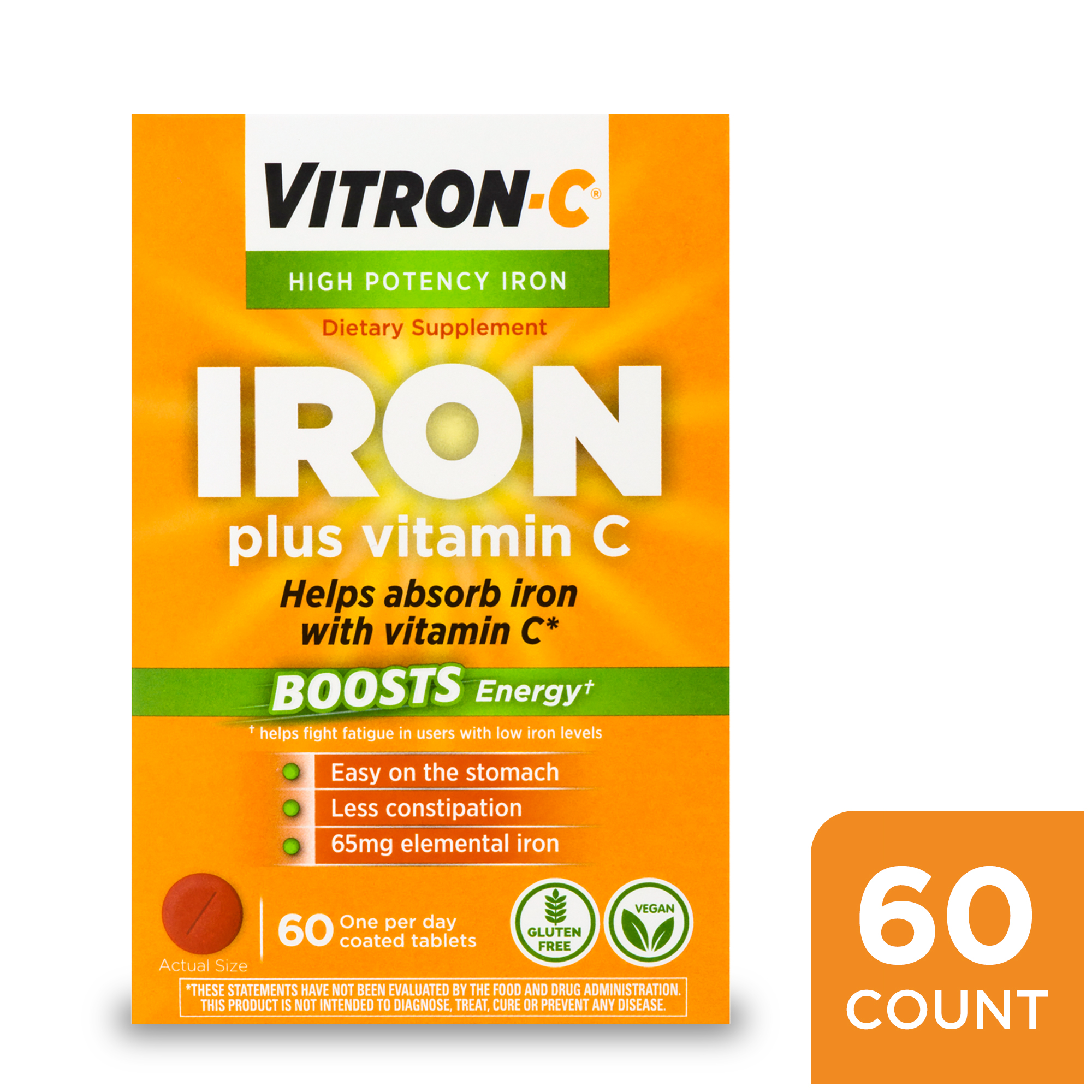 Vitron C High Potency Iron Supplement With 125 Mg Vitamin C 60 Count