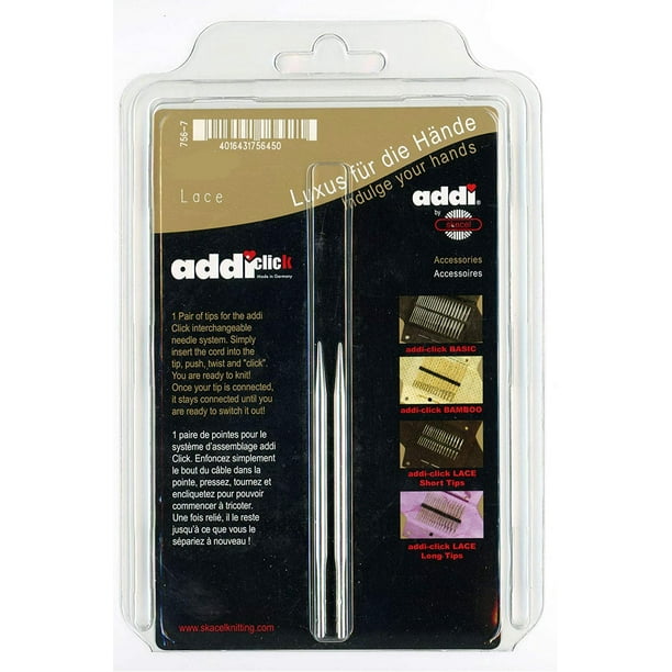 addi Click Interchangeable Knitting Needle Tips Short Rocket Lace Set 3 ...