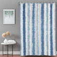 Abstract Blue Stripes Shower Curtain Set with Hooks, Rustic Navy Denim ...
