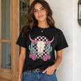 Boho Cow Skull Floral Graphic T-Shirt, Western Unisex Tee - Walmart.com