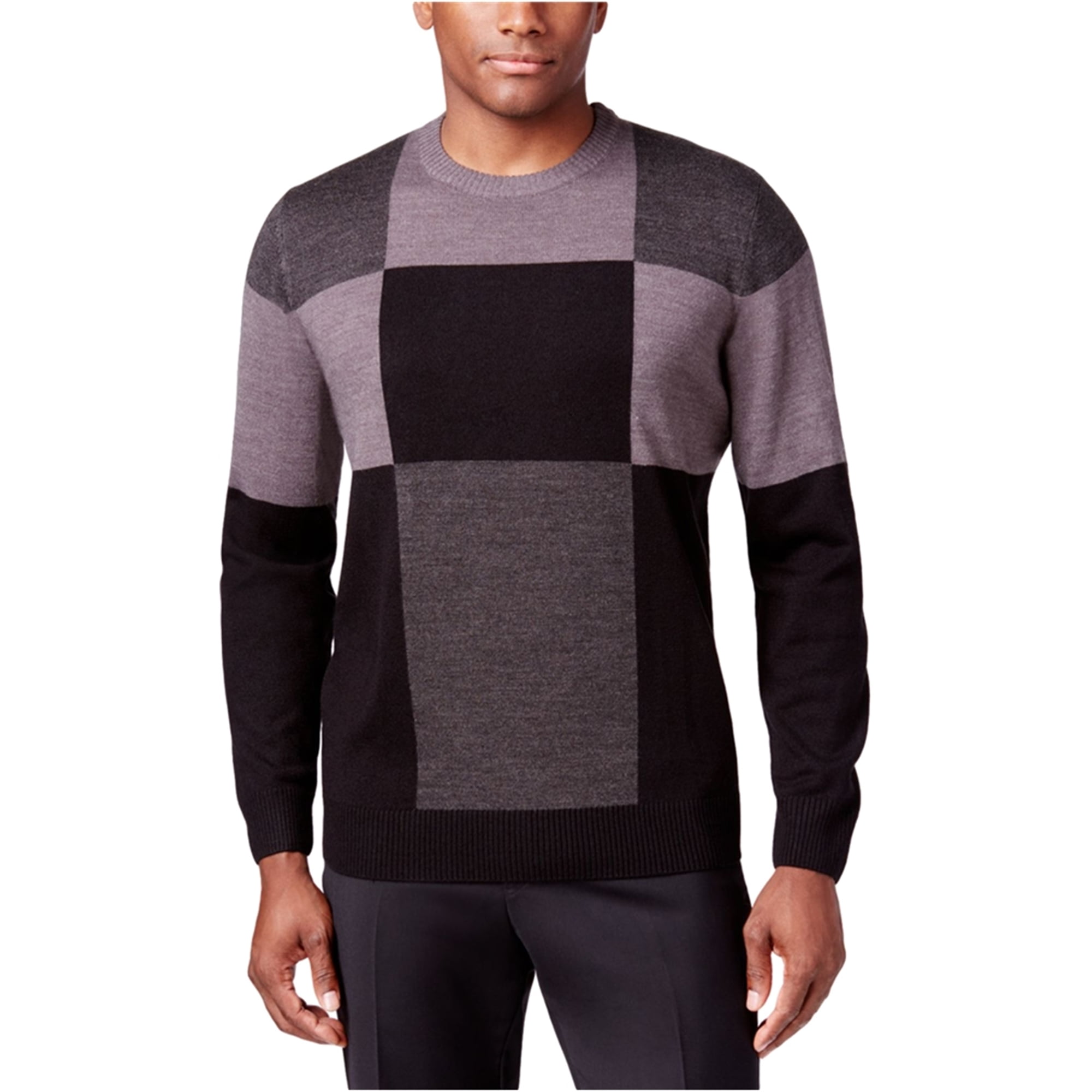 Tricots St Raphael Mens Patchwork Colorblock Pullover Sweater, Black ...