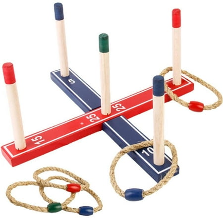 Ruiboury Wooden Ring Toss Game Set Indoor Outdoor Children Toys Hand ...