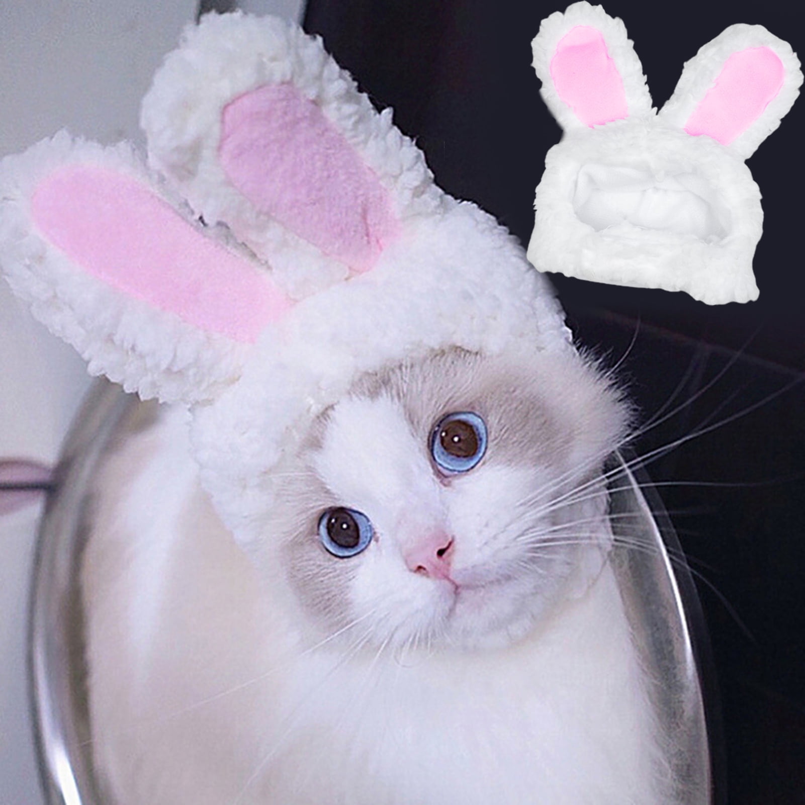 Opolski Cat Headgear Soft Plush Easter Rabbit Ears Hat Pet Headwear for ...