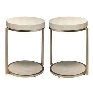 Home Square Set of 2 Modern Living Room Accent Ivory Faux Shagreen and ...
