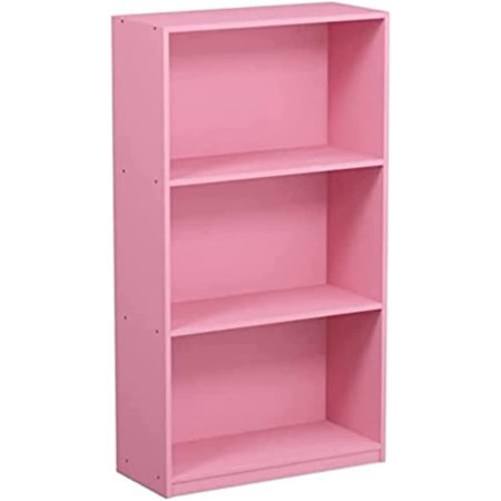99736PI Basic 3-Tier Bookcase Storage Shelves, Pink-Pink-Bookcase ...