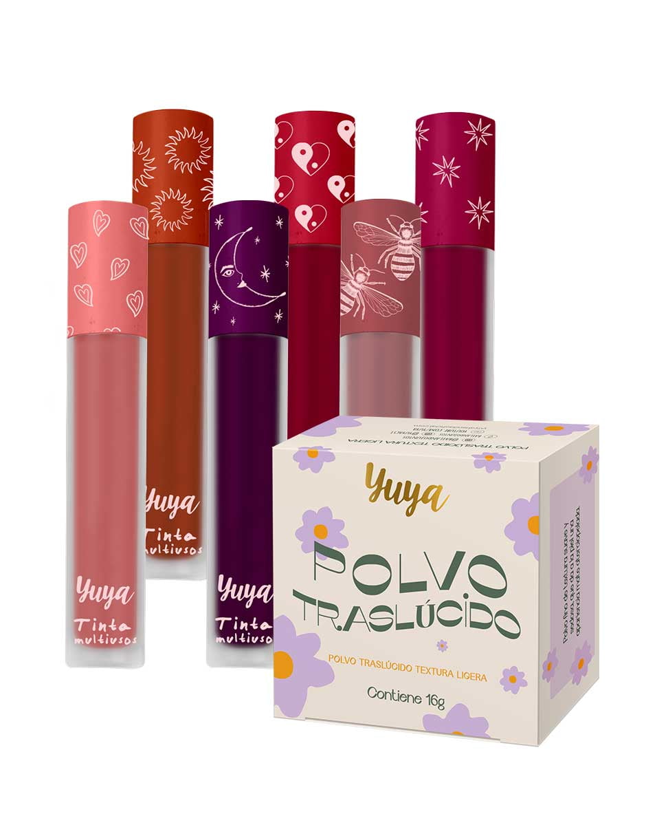 Polvo traslúcido Yuya 16g + Paquete 6 tintas Multiusos 5.5ml c/u | Walmart en línea