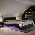 LHYY Faux Leather Upholstered Platform Bed Frame with led lighting ...