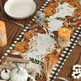 Smile Buffalo Check Plaid Fall Table Runner 13x48, Harvest Thanksgiving Pumpkins, Mushrooms ...