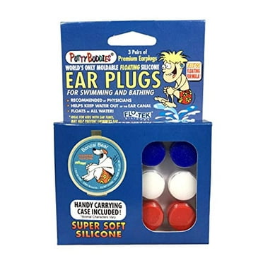 Putty Buddies Waterproof Swimming Ear Plugs, Silicone Red Yellow Blue ...