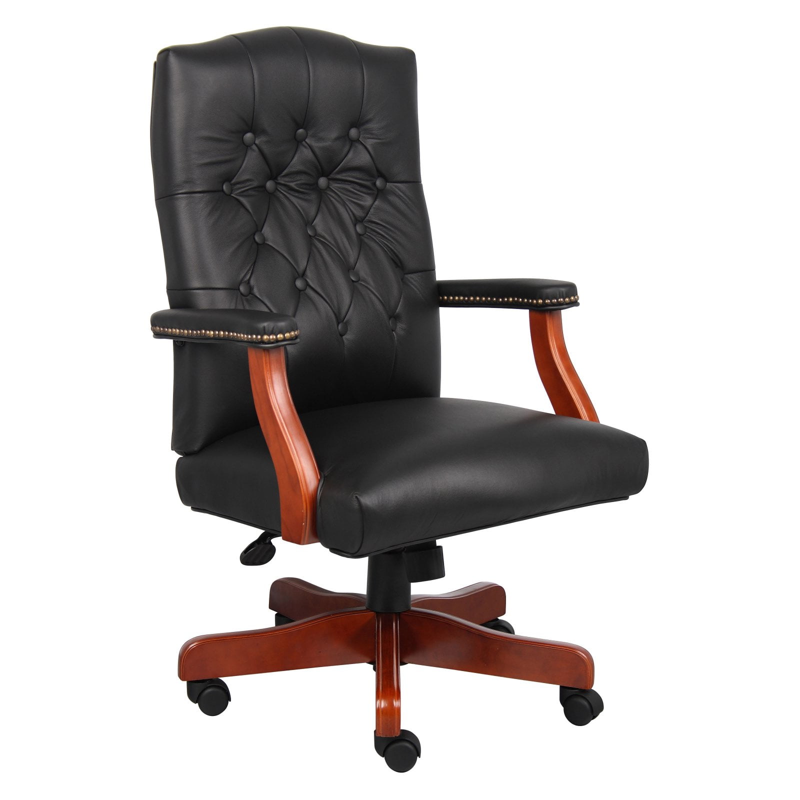 Boss Executive Leather Chair with Cherry Finish - Walmart.com