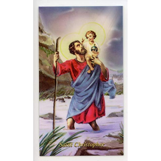 St. Christopher - Prayer - Relic Laminated holy card - Blessed by Pope ...