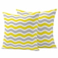 Abstract Waves Outdoor Throw Pillow Covers Set of 2, Yellow Grey Water ...