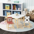 5 Piece Kids Table and Chairs Set Toddler Activity Table Wooden Animal ...