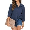 Scacto Womens Cotton Button Down Shirt Casual Long Sleeve Loose Fit ...