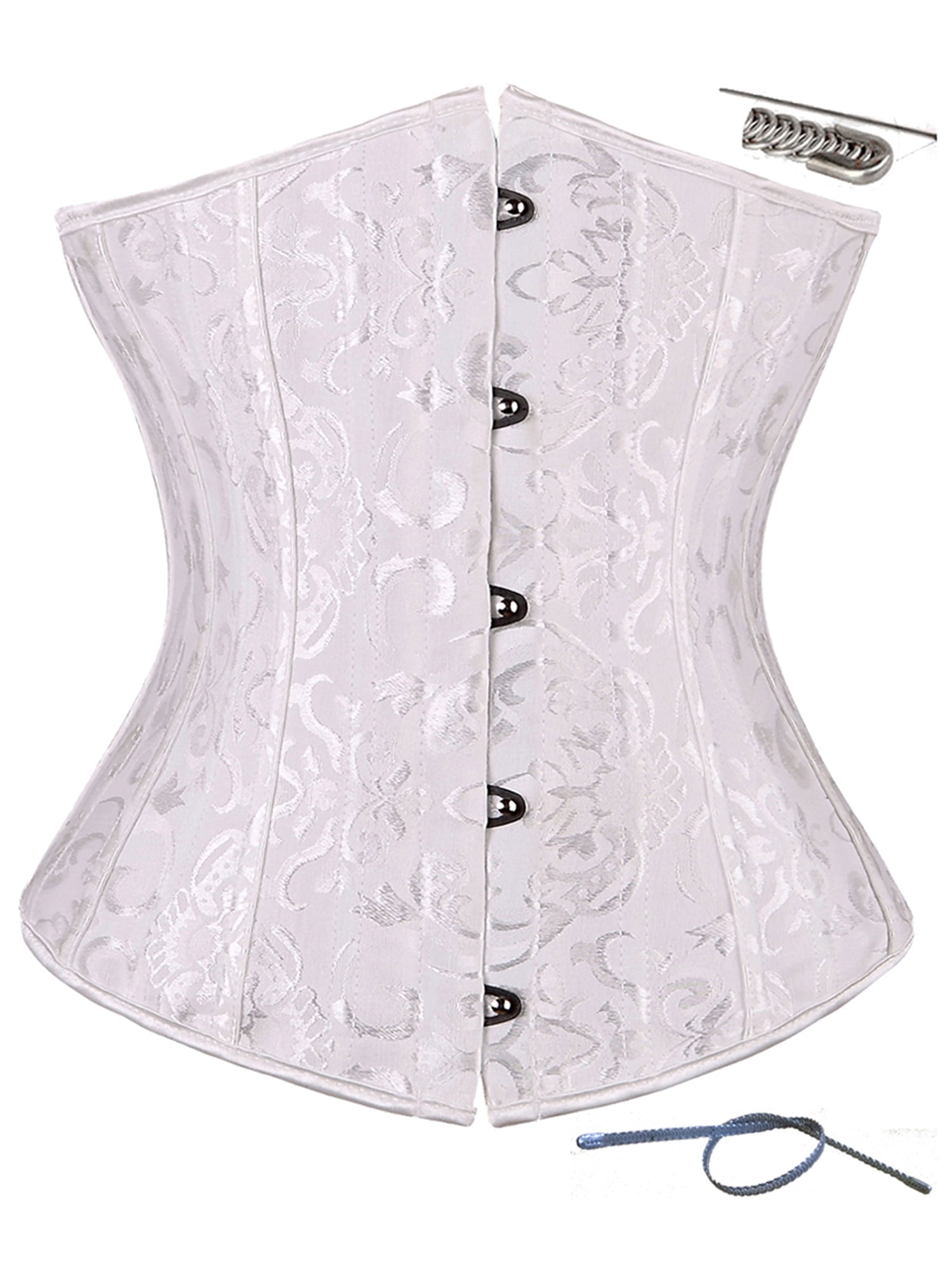 Black White 24 Spiral Steel Boned Waist Training Underbust Lace up ...