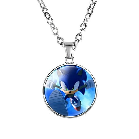 Cartoon Sonic The Hedgehog Round Pendant Necklace Neck Chain Jewelry ...