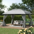 10' X 13' Patio Gazebo Canopy,Double Vented Roof,Steel Frame,Curtain ...