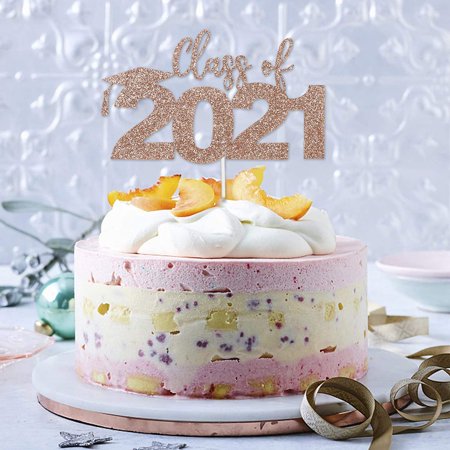 Class Of 2021 Cake Topper Rose Gold Glitter- Graduation Cake Topper ...