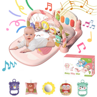 Baby Gym Play Mat, Tummy Time Activity Center with Piano Toys, 0-12 ...