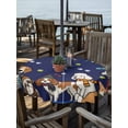 Cartoon Puppy Round Outdoor Tablecloth with Umbrella Hole Dag Paw Print ...