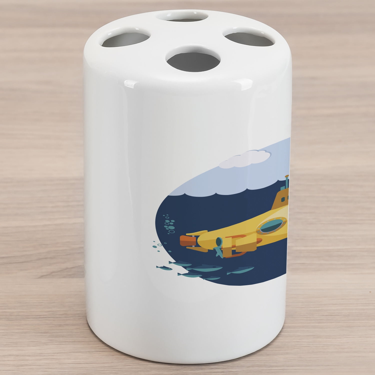 Yellow Submarine Ceramic Toothbrush Holder, Nautical Theme Submarine ...