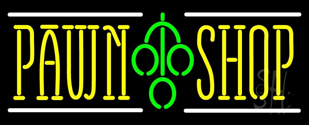 Pawn Shop With Logo In Between LED Neon Sign 10 x 24 - inches, Black ...