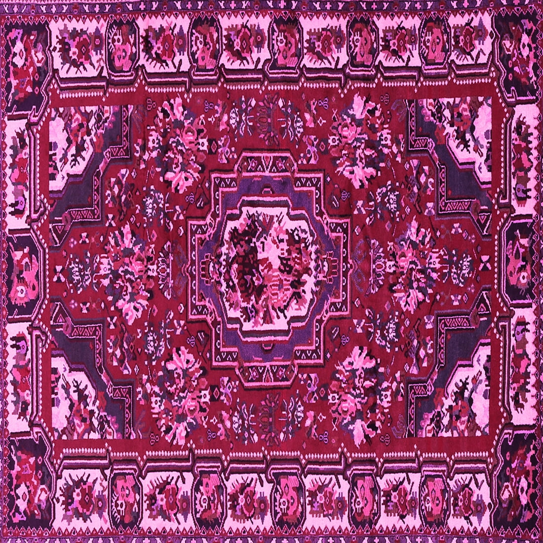 Ahgly Company Indoor Square Persian Pink Traditional Area Rugs, 6 ...