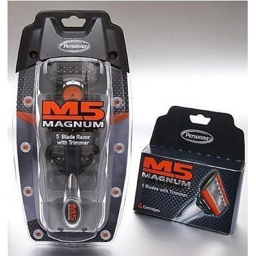 M5 Magnum 5 Razor with Trimmer, 2 Refill Blades and Travel Case ...