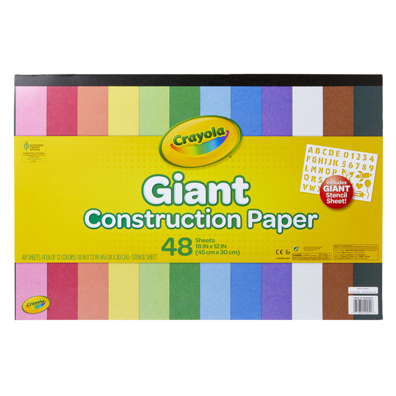 Giant Construction Paper Pad with Stencils, 48 Sheets | Bundle of 10 ...