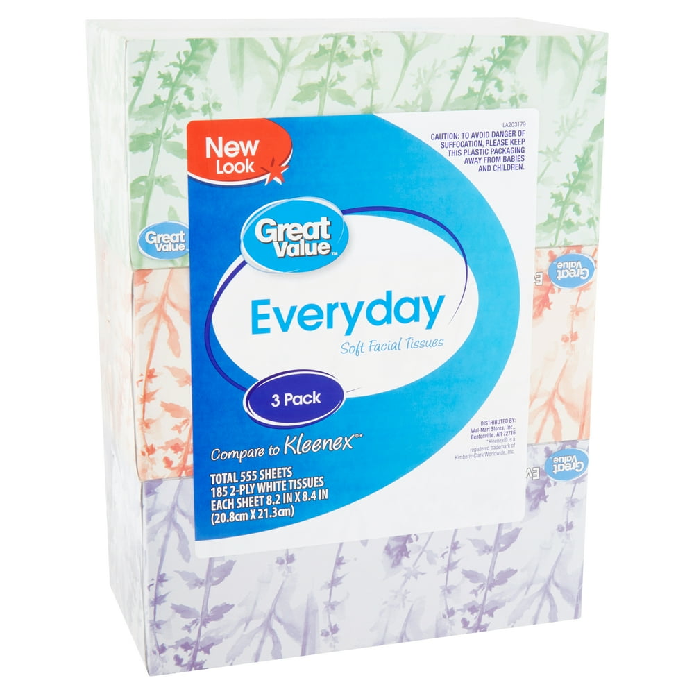 Great Value Everyday Soft 2 Ply Facial Tissue 3 Pack Walmart great-value-everyday-soft-2-ply-facial-tissue-3-pack-walmart