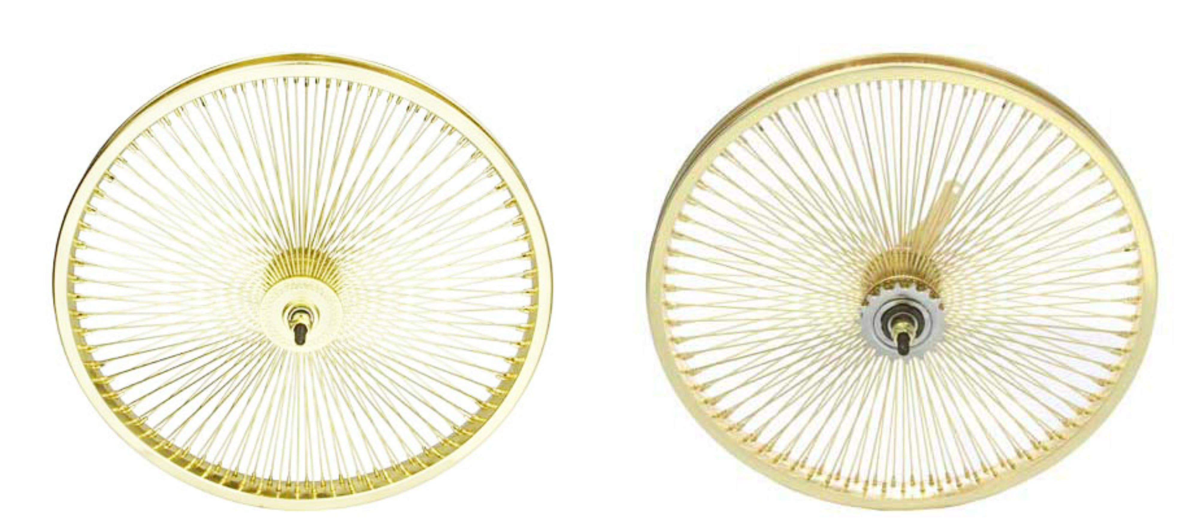 Gold 20" 144 Spoke Wheel Set. Front and Back Coaster Wheel - Walmart.com