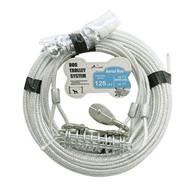 BV Pet Tie Out Cable 60 FT Aerial Trolley for Dog up to 125 Pound with ...