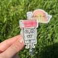 Cartoon Doodle Energy Drink Pink Wildberry - Nurse badge reel, RN, MD ...