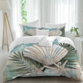 4 Piece Duvet Cover Set Cal king, Watercolor Marine Shell Starfish Soft ...
