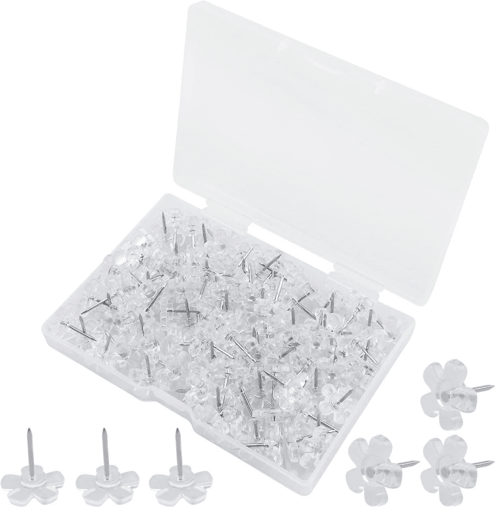 100 chinchetas de flores transparentes, chinchetas de dibujo de ...