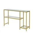 Carolina Classics Rayna Glass Console Table with Shelves in Gold ...