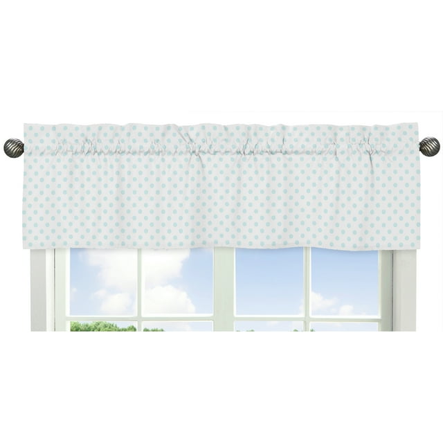 Blue and White Polka Dot Window Treatment Valance - Watercolor Floral ...