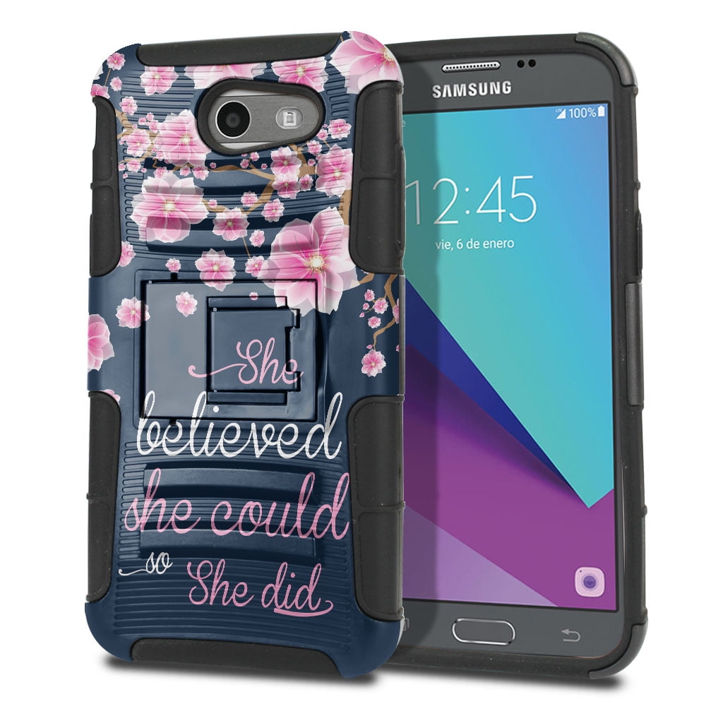 FINCIBO Hybrid Armor Case Cover Stand for Samsung Galaxy J3 Emerge J327 ...
