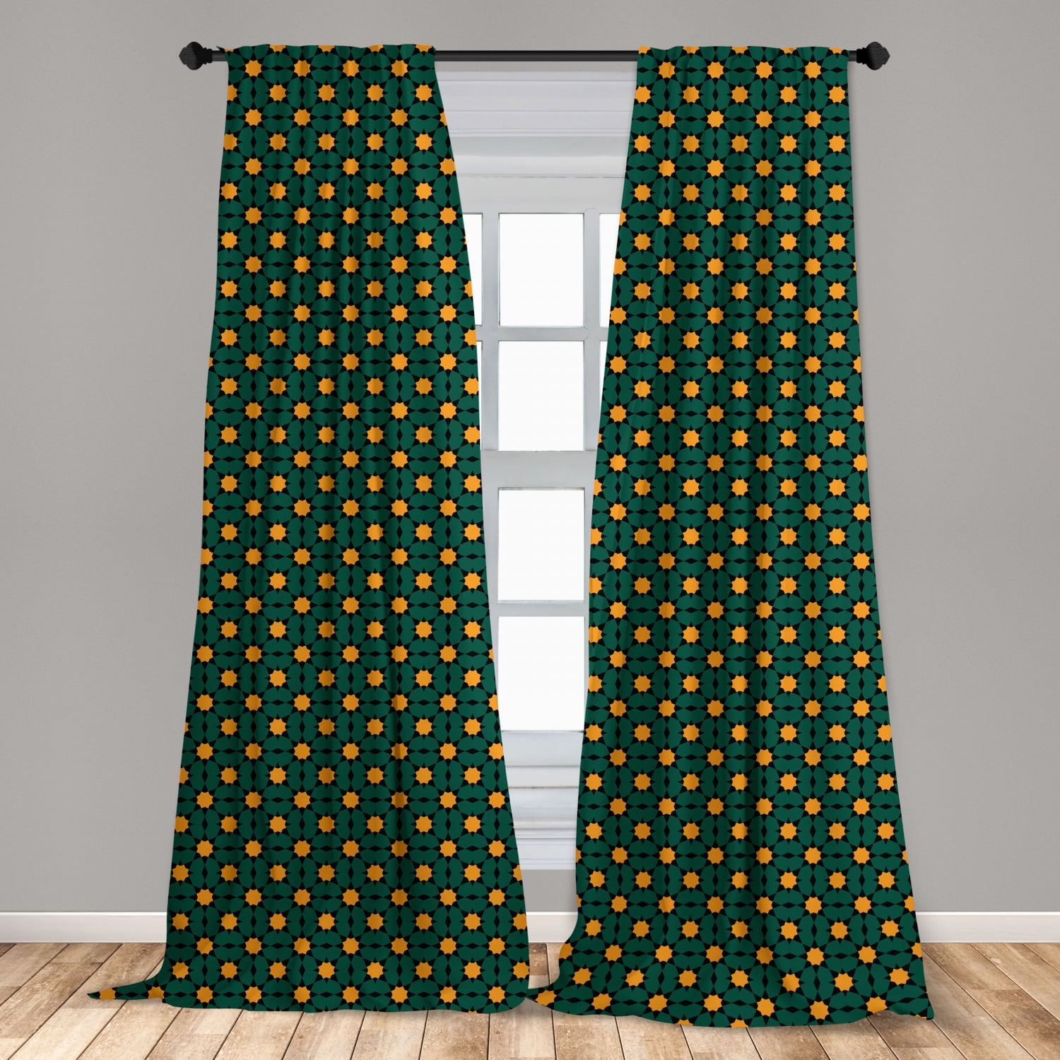 Oriental Curtains 2 Panels Set Geometric Inspired Moroccan Style